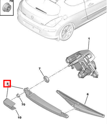 PEUGEOT 5008 P87 Rear Window Wiper Arm 1619237280 New Genuine | eBay