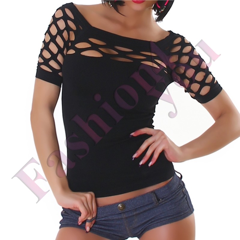 Sexy Women's Ladies Fishnet Top Summer Party Casual Blouse Size 8/10,12 ...