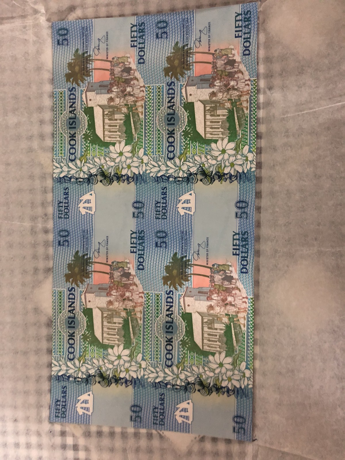 block of 4pc sheet Uncut 1992 cook islands 50$ Banknote rare | eBay