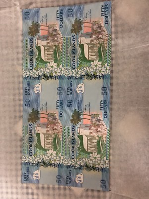 block of 4pc sheet Uncut 1992 cook islands 50$ Banknote rare | eBay