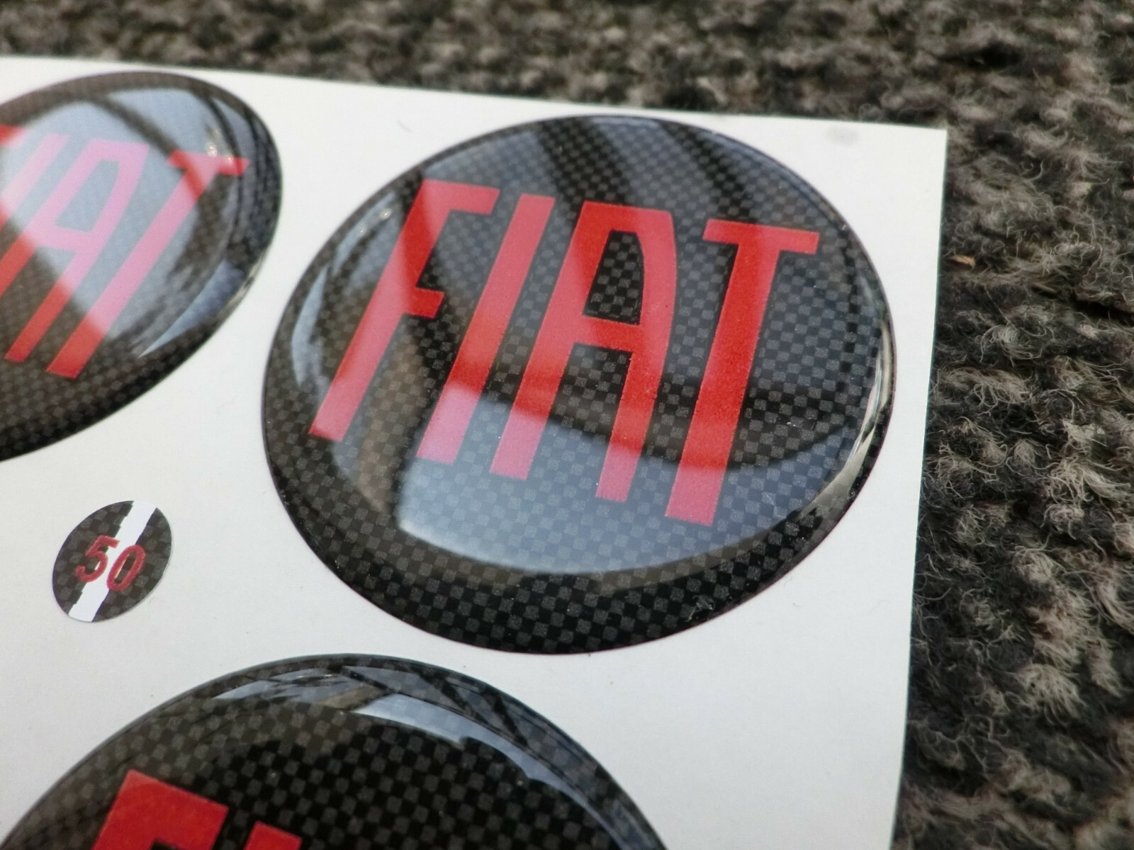 ADESIVO STICKERS 3D 3M PVC 35 MM PER VOLANTE STEMMA FIAT PANDA 169 ...