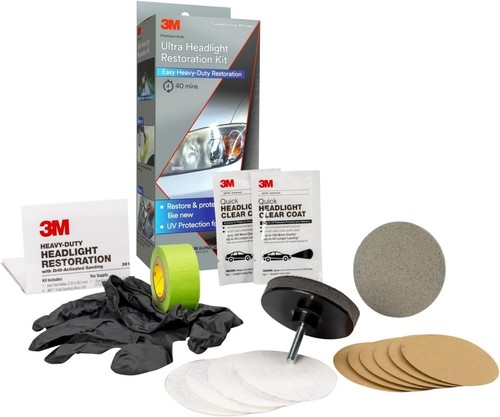 3M Ultra Headlight Restoration Kit with Masking Tape & Sanding Discs ...