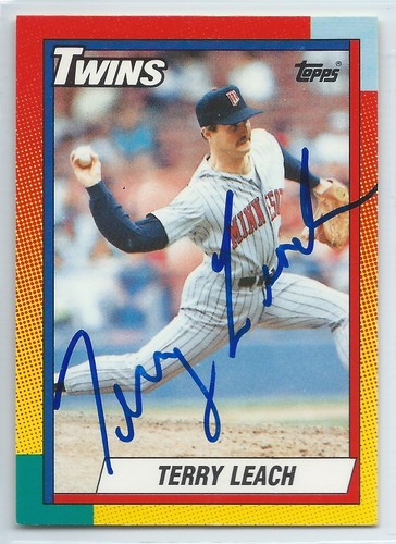 Terry Leach signed 1990 Topps traded baseball card Minnesota Twins ...