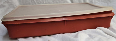 Vtg Tupperware #290 Paprika Red 9”x13” Rectangle Container w/ #291 ...