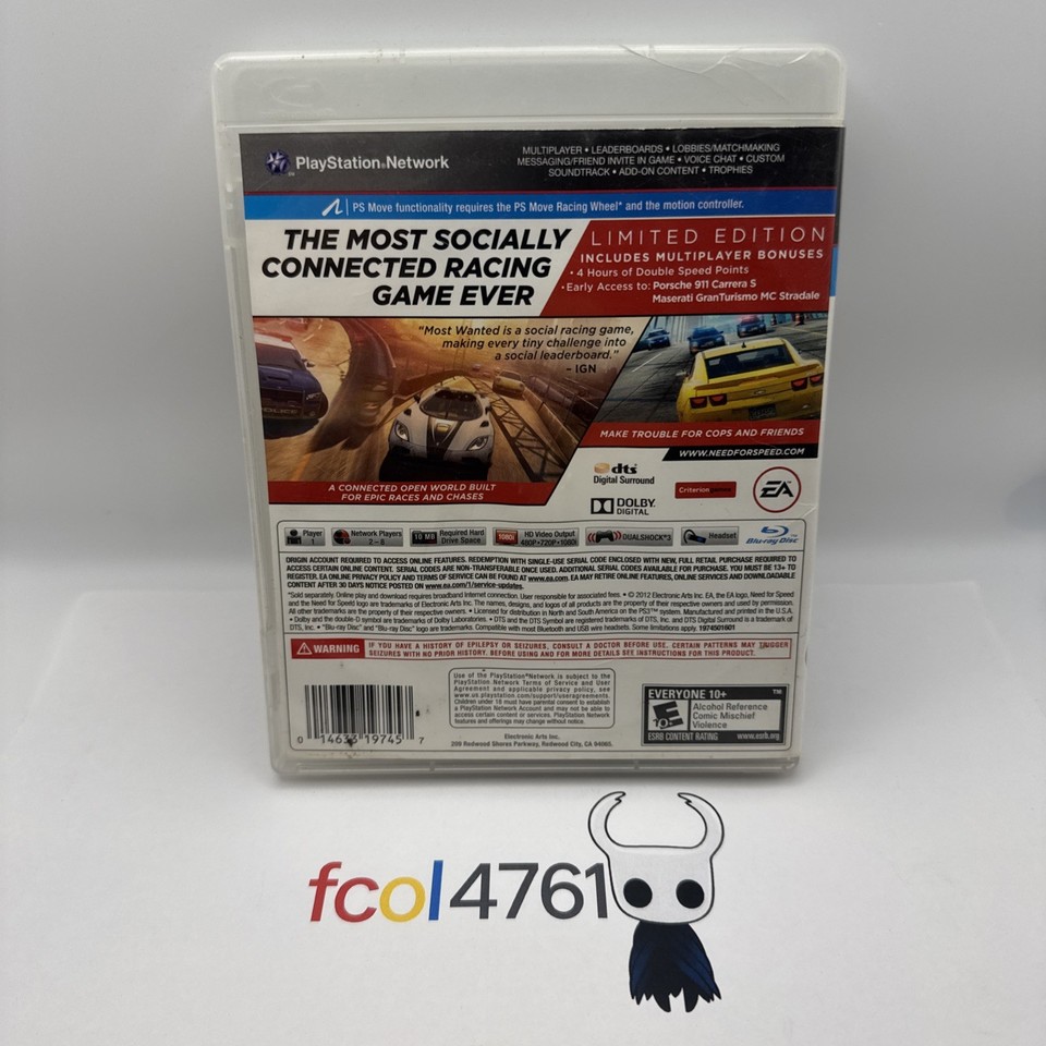 Need for Speed: Most Wanted Sony PlayStation 3 PS3 Black Label Complete ...