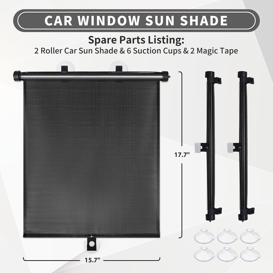 Car Window Shade for Side Windows, 2 Pack Sun Shade Retractable for Car ...