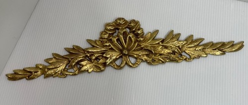 Vintage Solid Brass Pediment Wall Picture Art Topper Roses Ribbons 15 ...