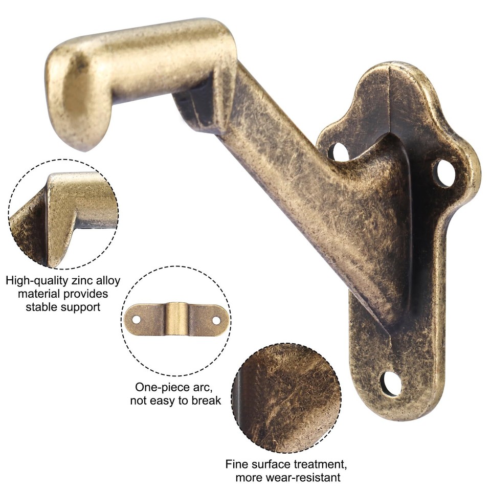 RealPlus 12 Handrail Bracket, 3" Staircase Hand Rail Brackets for Stair ...