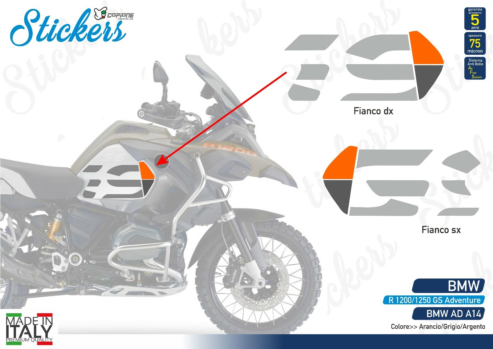 Adhésifs Côté Réservoir de Moto BMW R 1200 1250 GS Adventure LC New ...