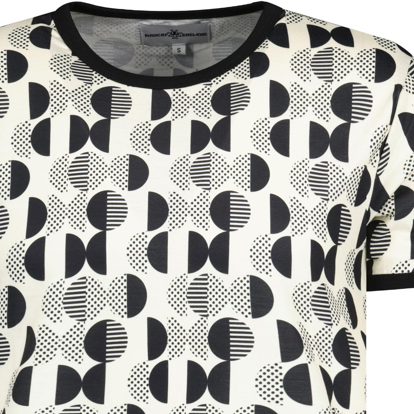 NEW MADCAP MENS RETRO MOD 60s 70s 80s ECLIPSE GEOMETRIC PRINT TEE T ...