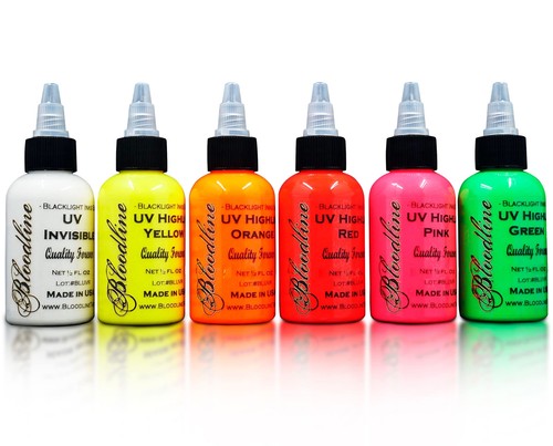 Bloodline Ink Professional Blacklight UV 6 Color Set - 1/2 oz 15 ml ...