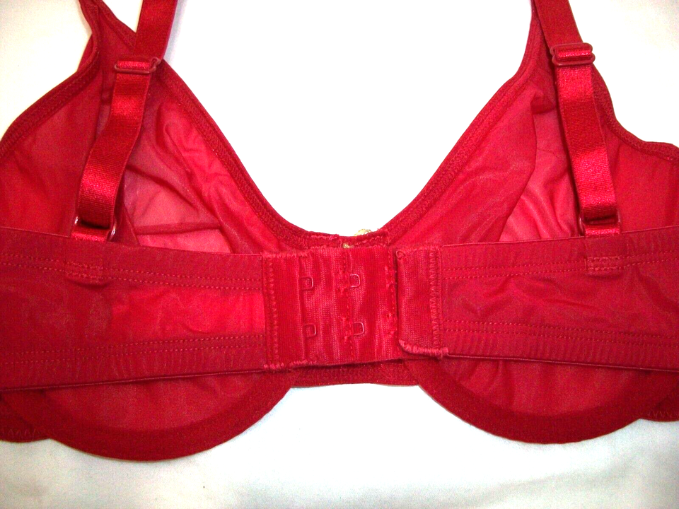 SEXY NWOT WARNERS 36C COMPLETE SHEER DARKER RED STRETCH U/W DEMI BRA ...
