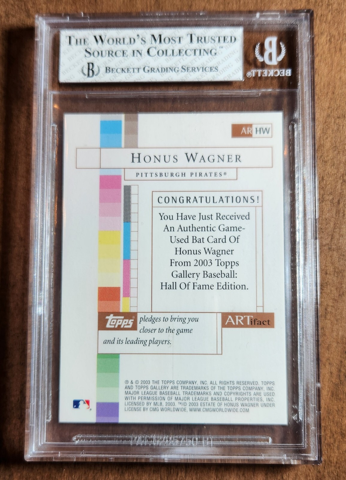 2003 Topps Gallery HOF Artifact Relics Used Bat HW Honus Wagner BGS 8 ...