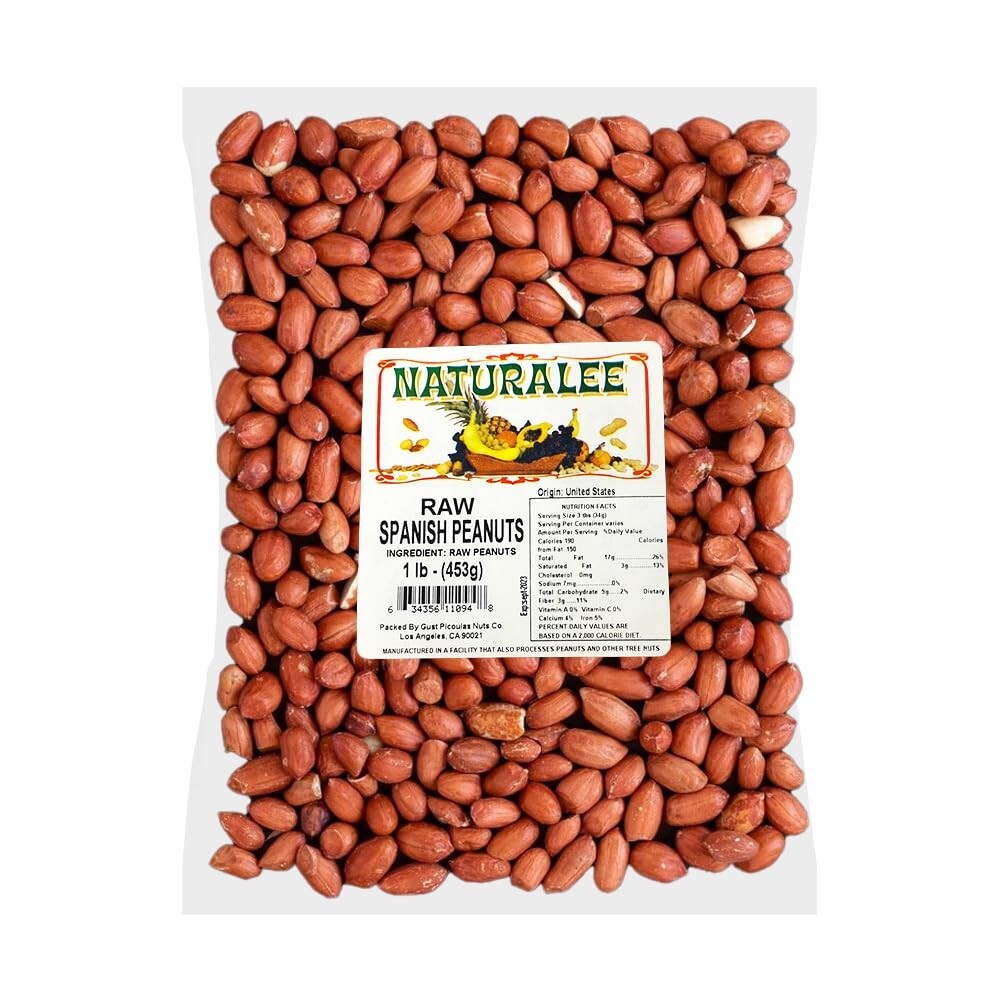 Naturalee Peanuts, Raw Whole Spanish Redskin 1 Lbs - Raw, Unsalted ...