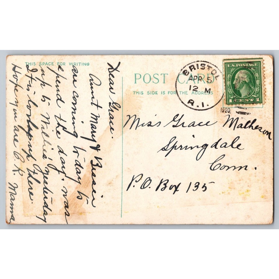 VTG Postcard Posted 1920 Rhode Island Post Office YMCA Hope Street ...