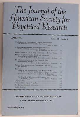 The Journal of the American Society for Psychical Research April 1976 ...