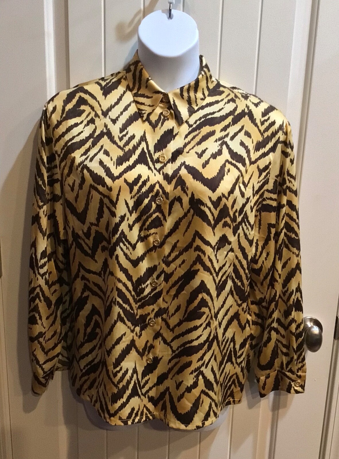 Horst Basler Women's Classic Brown & Gold Blouse - S… - Gem