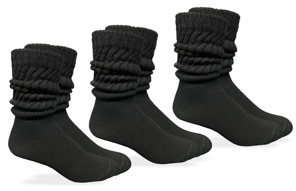 Jefferies Socks Mens Slouch Scrunch Thick Heavy Cotton Knit Crew Socks ...
