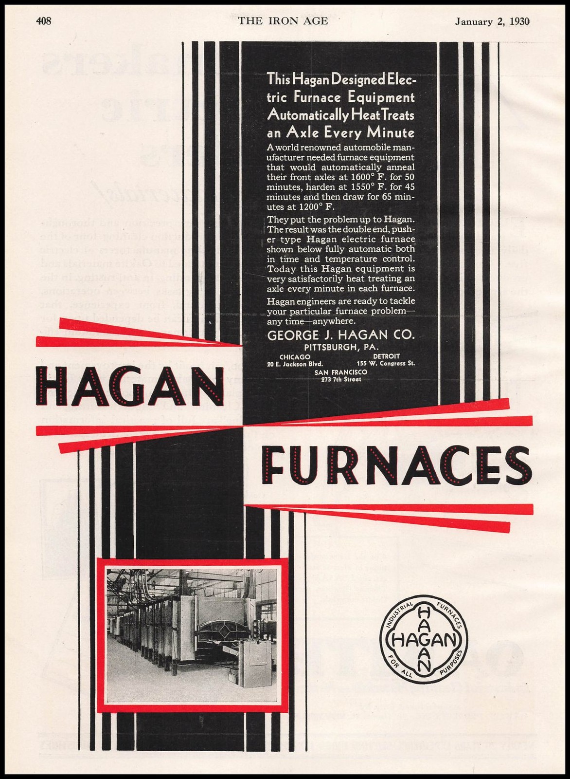 1930 George J Hagan Co. San Francisco California Photo Electric Furnace ...