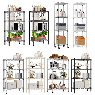 4 Tier Adjustable Storage Shelving Units Metal Organizer Wire Rack ...