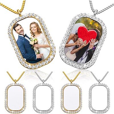15pcs Rectangle Bezel Pendant DIY sublimation blank drill necklace ...