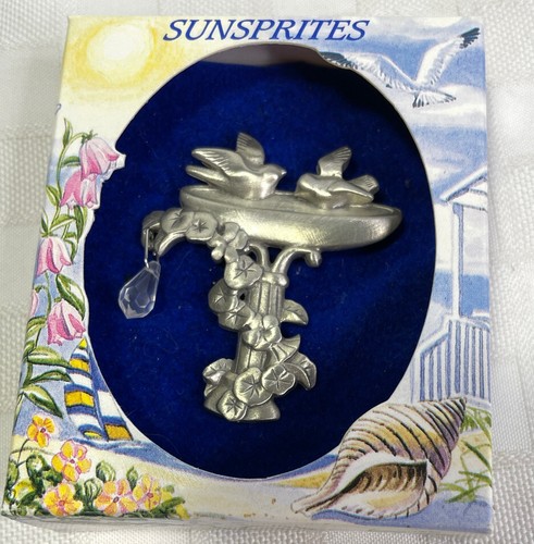 Pewter Bird Bath Signed Lindsay Claire Suction Cup Window Vintage | eBay