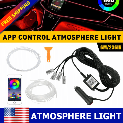 LED Interior Car Wire RGB Strip Light Atmosphere Light Bar APP Lamp ...