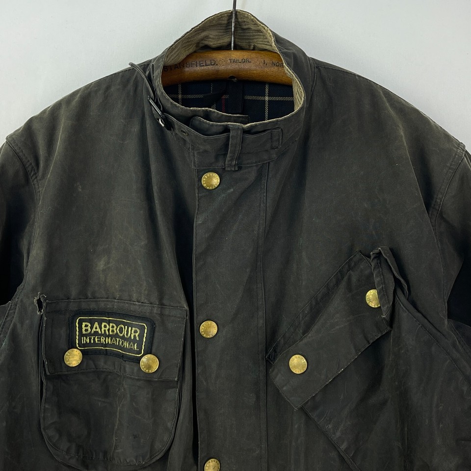 Barbour International Suit Wax Jacket Mens C36 Small Black Vintage A7 ...