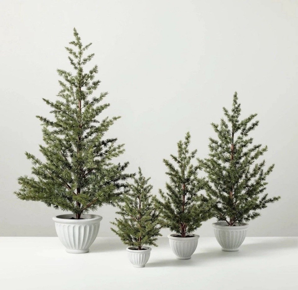 Hearth & Hand 2.5' Faux Holiday Spruce Christmas Tree Fluted Pot SHIP ...