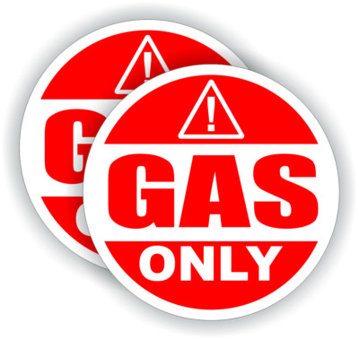 (2) 2-inch GAS ONLY Vinyl Automotive Decals | Fuel Tank Gasoline ...
