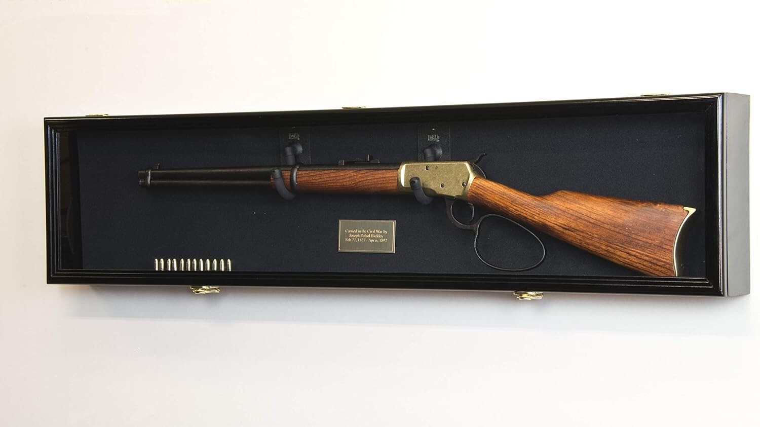 Gun Display Case 44" Cabinet Rifle All Black Wood Shotgun Shadow Box ...