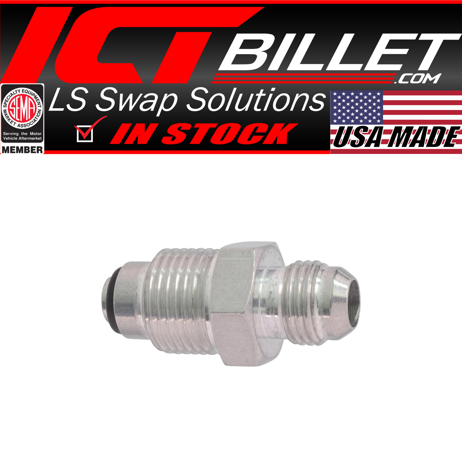 ICT Billet 6an Male Flare to M18-1.5 Oring Power Steering Adapter ...
