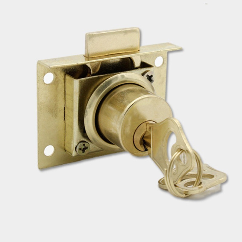 Cylinder Deadbolt Drawer Lock w 2 Keys for Cupboard Gold Tone | eBay