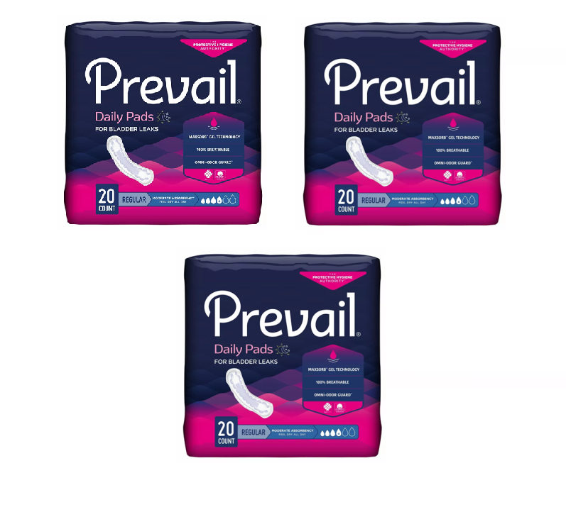 Prevail Daily Incontinent Pads Regular Length Moderate 20 Ct Each (Pack ...
