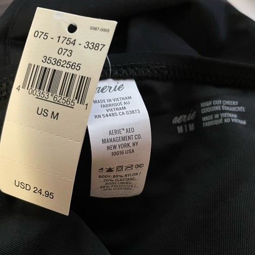 American Eagle Aerie High Cut Cheeky Black Bikini Bottoms Size Medium ...