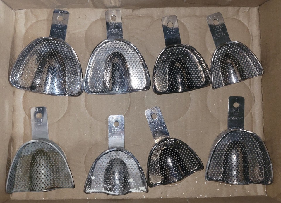 Lot of 23 Full COE Upper Lower Dental Perforated Metal Alginate ...