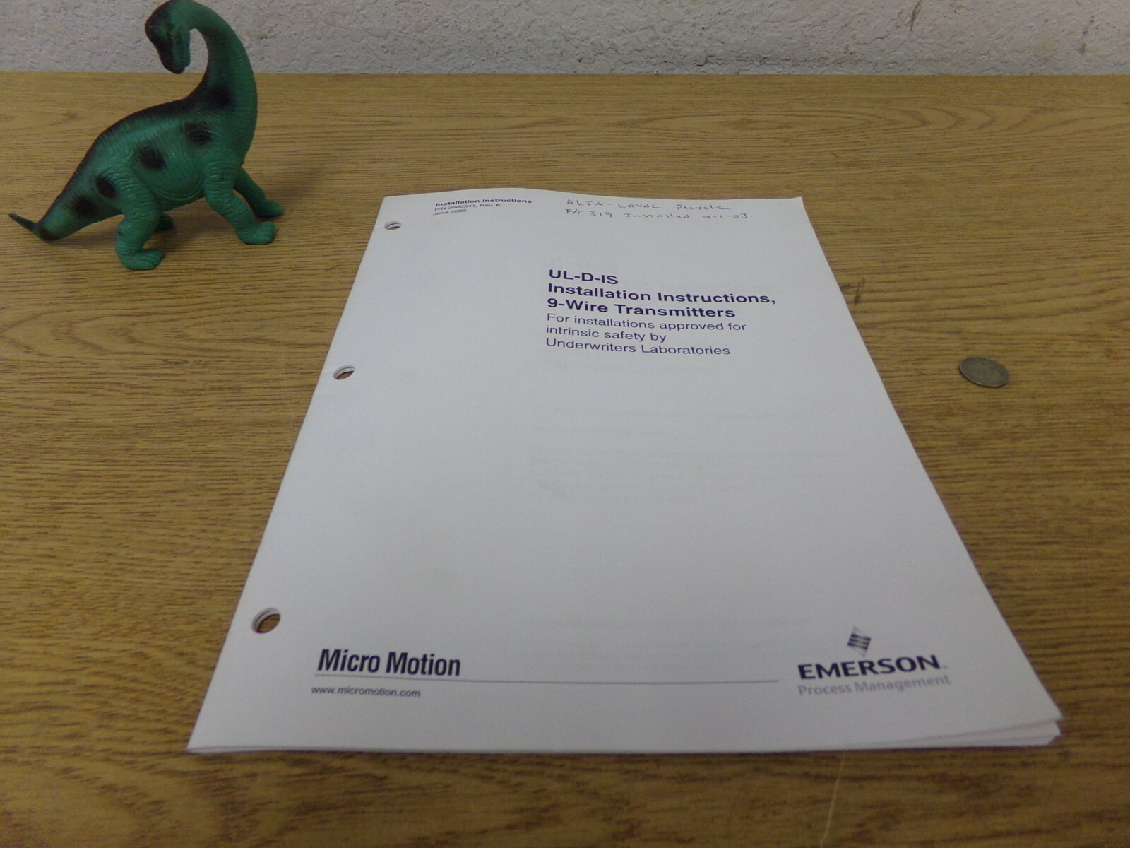 Micro Motion UL-D-IS Installation Instructions 9-Wire Transmitters ...