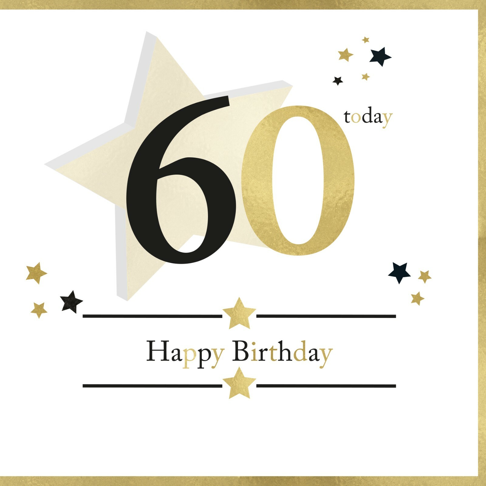 60 Today Happy 60th Birthday Card - Blank Inside - 15 x 15 cms - Rush ...
