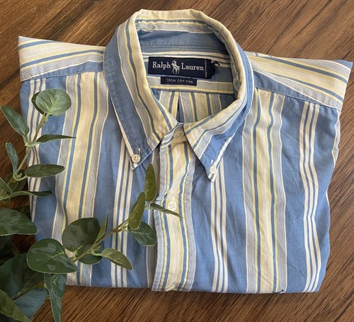 Vintage Polo Ralph Lauren Colorblock Striped Oxford Button Up Shirt ...