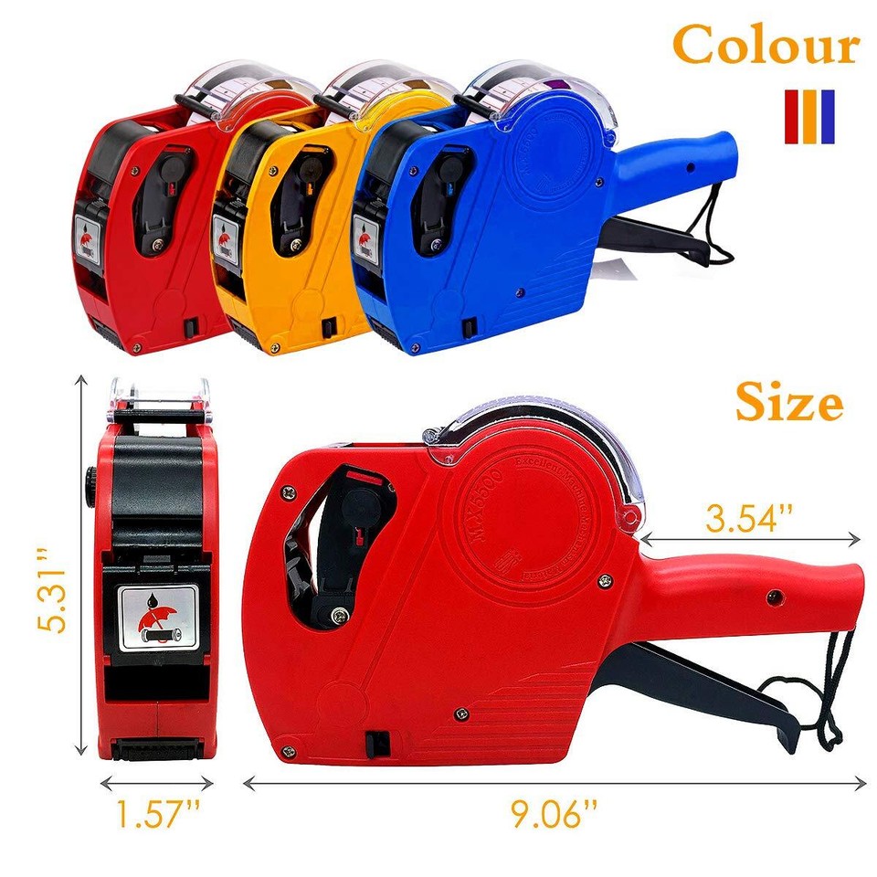 8 Digits Price tag Gun with 5000 Sticker Labels and 3 Ink Refill Label ...
