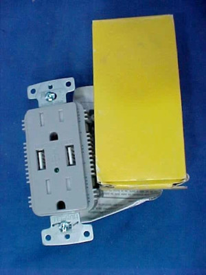 HUBBELL USB CHARGER RECEPTACLE GREY 15A 125V USB15A5GY SB | eBay