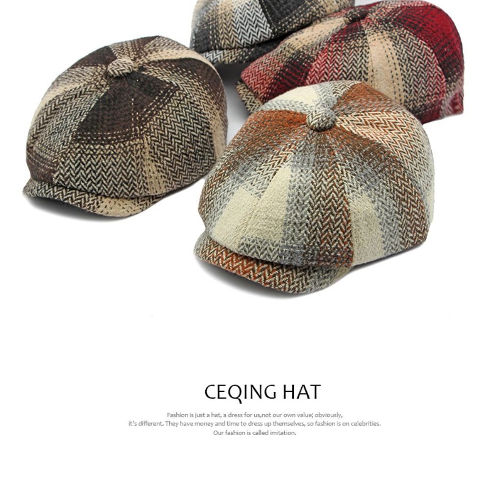 Fashion Octagonal Cap Thickened Knitted Duck Tongue Cap New Newsboy Cap ...