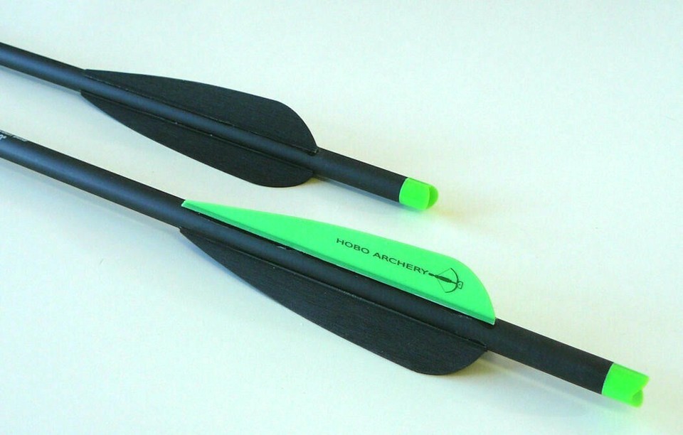 20" Carbon Crossbow Bolts Black/Green Parabolic Arrows 12 Hobo Archery ...