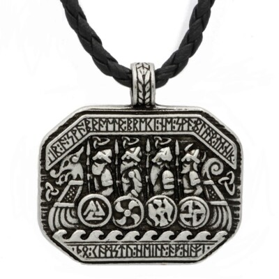 Mens Vintage Norse Viking Boat Rune Pirate Pendant Necklace Men Jewelry ...