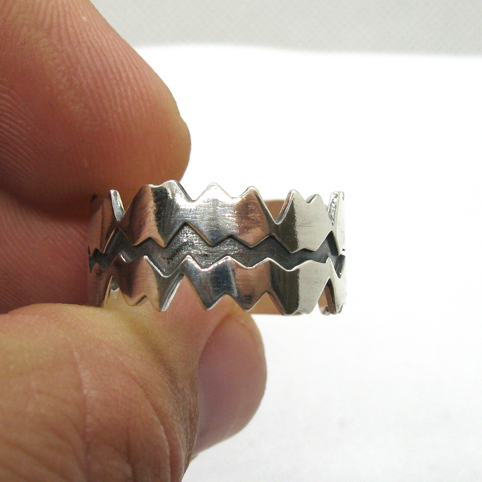 Genuine Sterling Silver Extravagant Ring 12mm Wide Band Solid ...