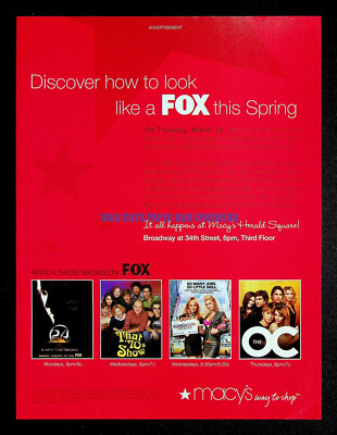 Fox TV Channel 2005 24 That 70's Show The OC Print Magazine Ad Poster ...