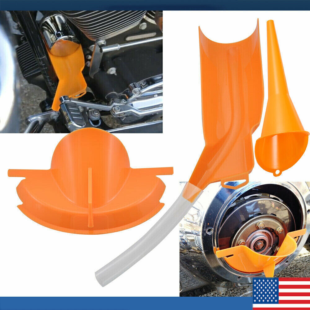 Orange Primary Oil Fill Funnel+Drip Free Oil Filter Set For Harley ...