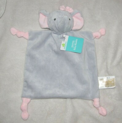 DANDEE DAN DEE PINK GRAY ELEPHANT SECURITY BLANKET LOVEY KNOT RATTLE ...