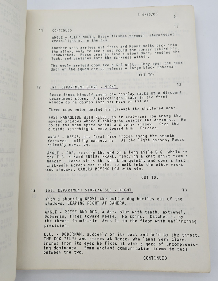 THE TERMINATOR James Cameron 1983 Movie Script Screenplay, Arnold ...