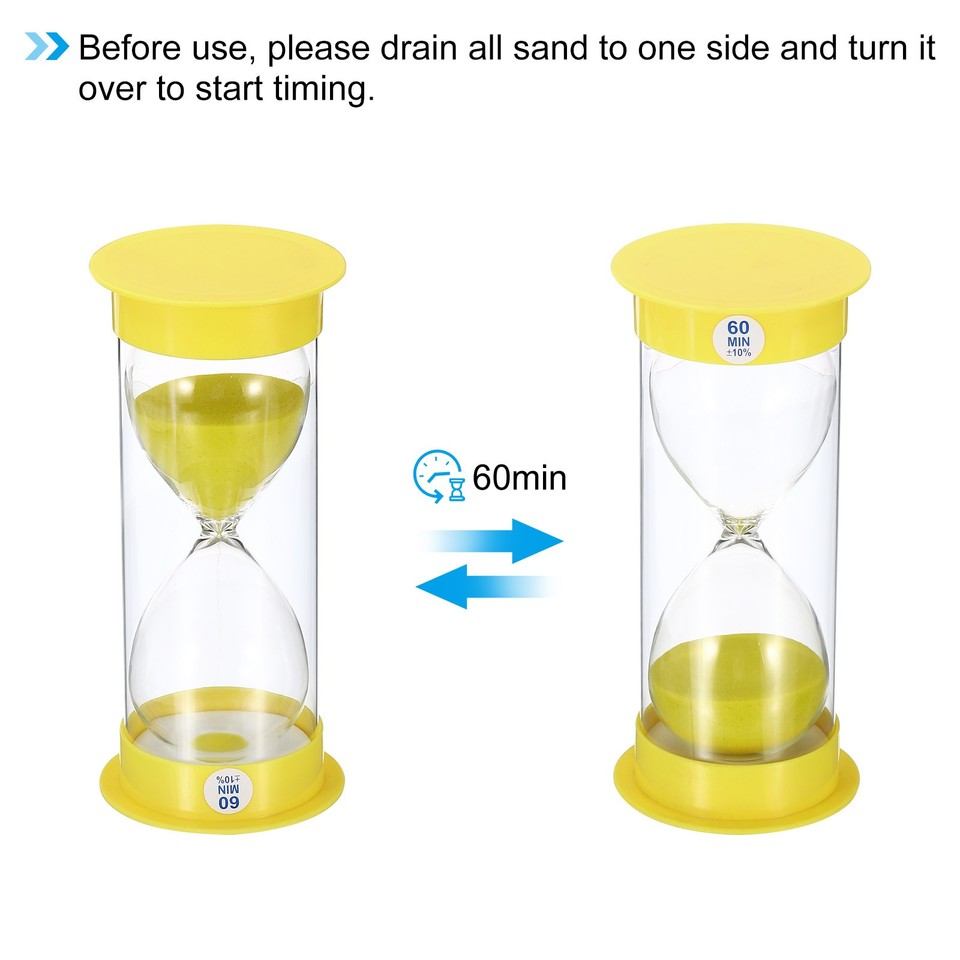 60 Min Sand Timer, Round with Plastic Cover, Count Down Sand Clock ...